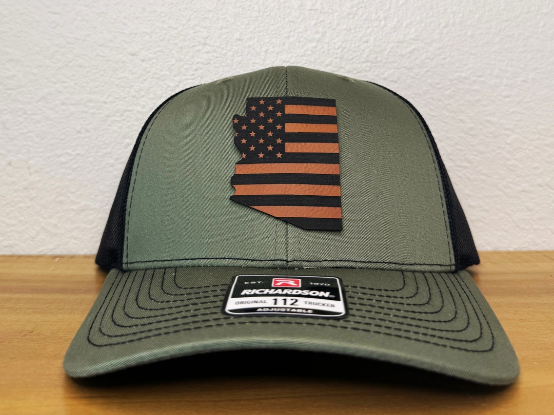 Arizona-us Flag Leather Patch Trucker Hat - Etsy