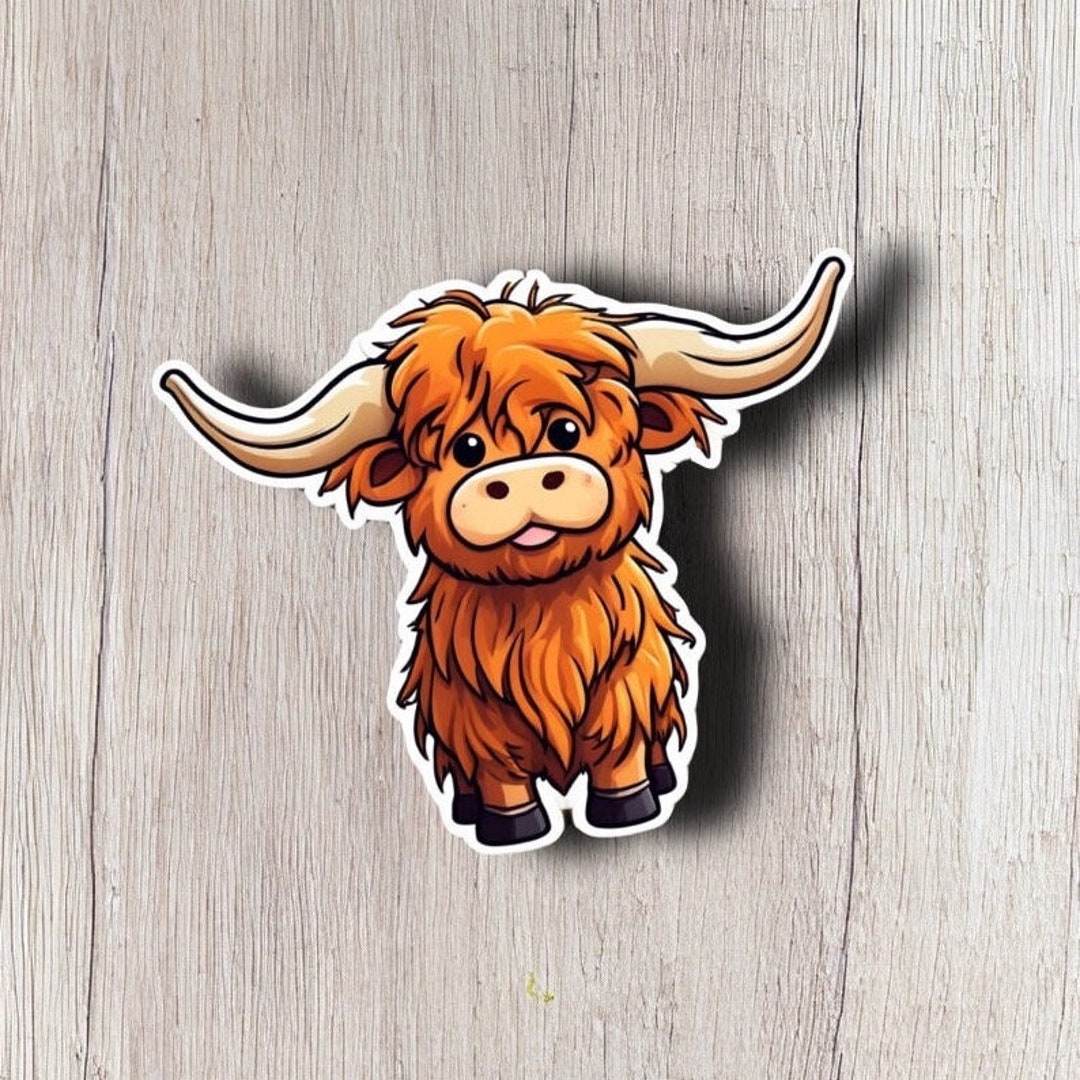Highland Cow Vinyl Sticker, Cow Sticker for Laptops, Water Bottles, and ...