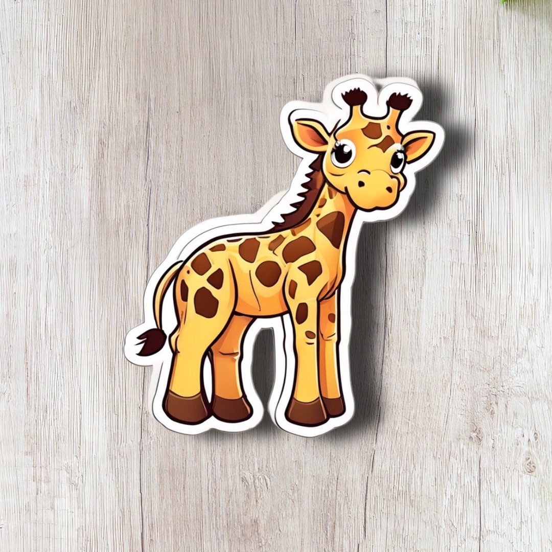 Giraffe Vinyl Sticker, Cute Giraffe Sticker for Laptops, Water Bottles ...