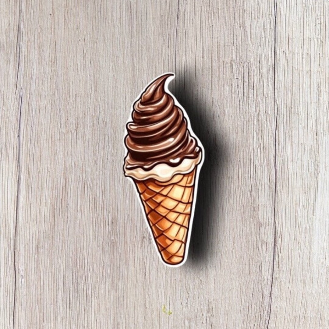 Chocolate Ice Cream Vinyl Sticker, Chocolate Ice Cream Cone Sticker for ...