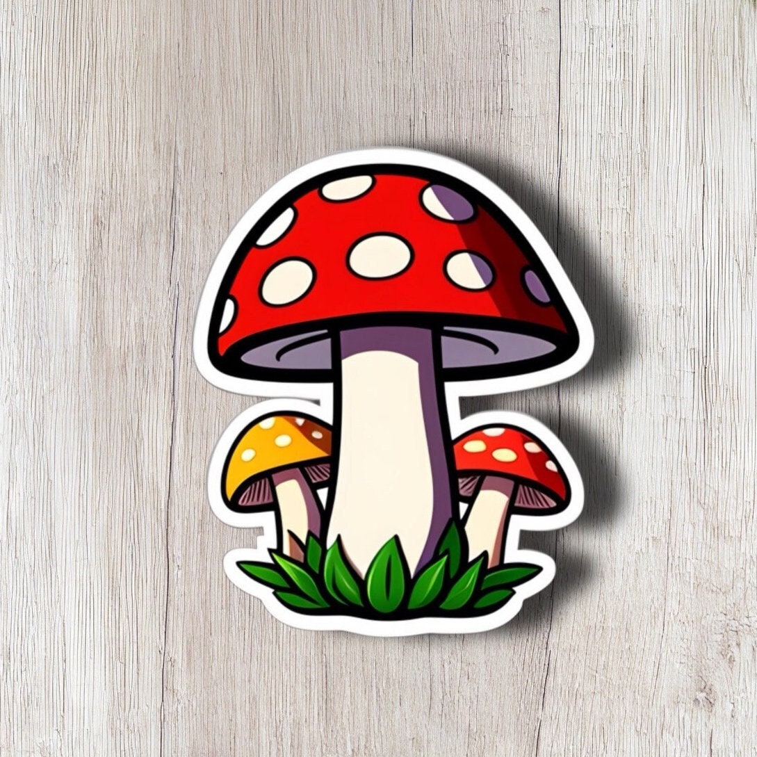 Mushroom Vinyl Sticker, Cute Mushroom Sticker for Laptops, Water ...