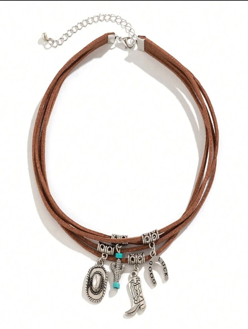 Western Cowboy Style Hat & Turquoise Pendant Charm Necklace - Etsy