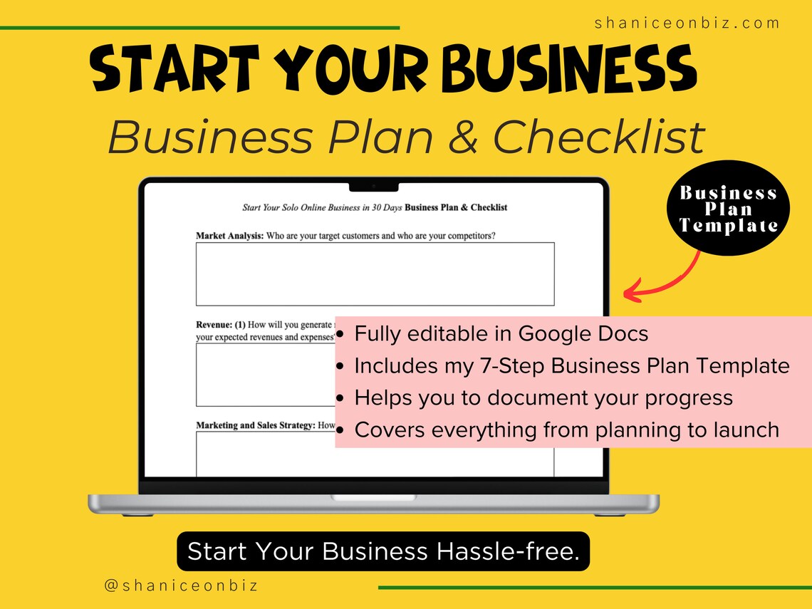 Business Start up Checklist & Lean Business Plan Template, Editable ...