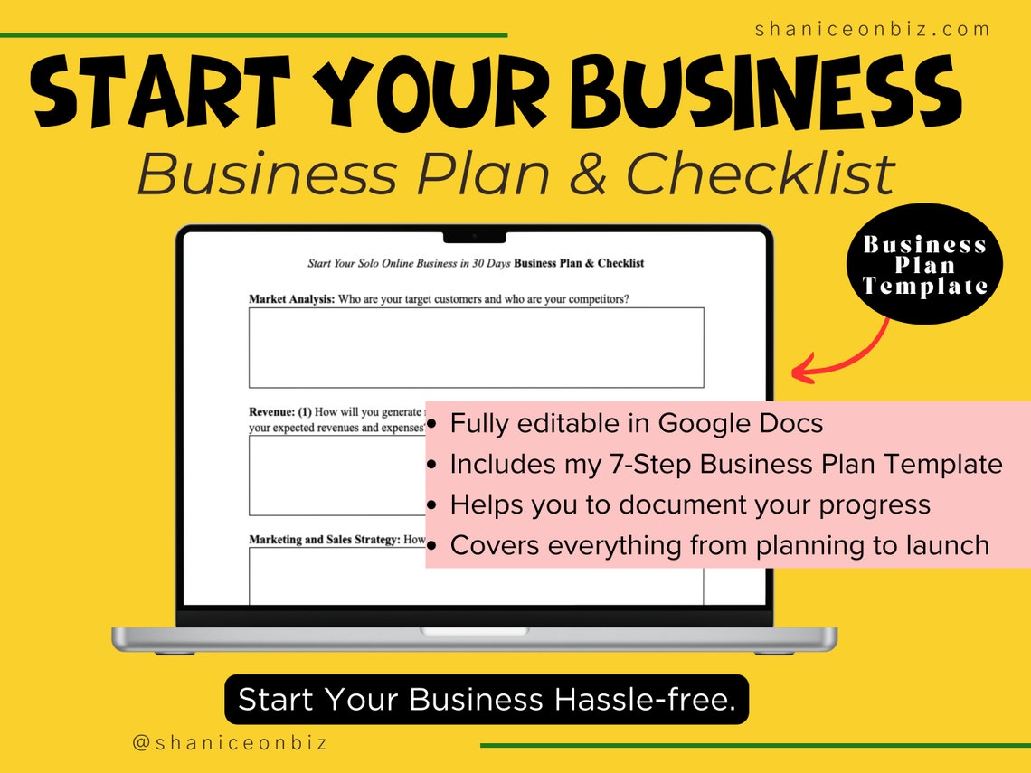 Business Start up Checklist & Lean Business Plan Template, Editable ...