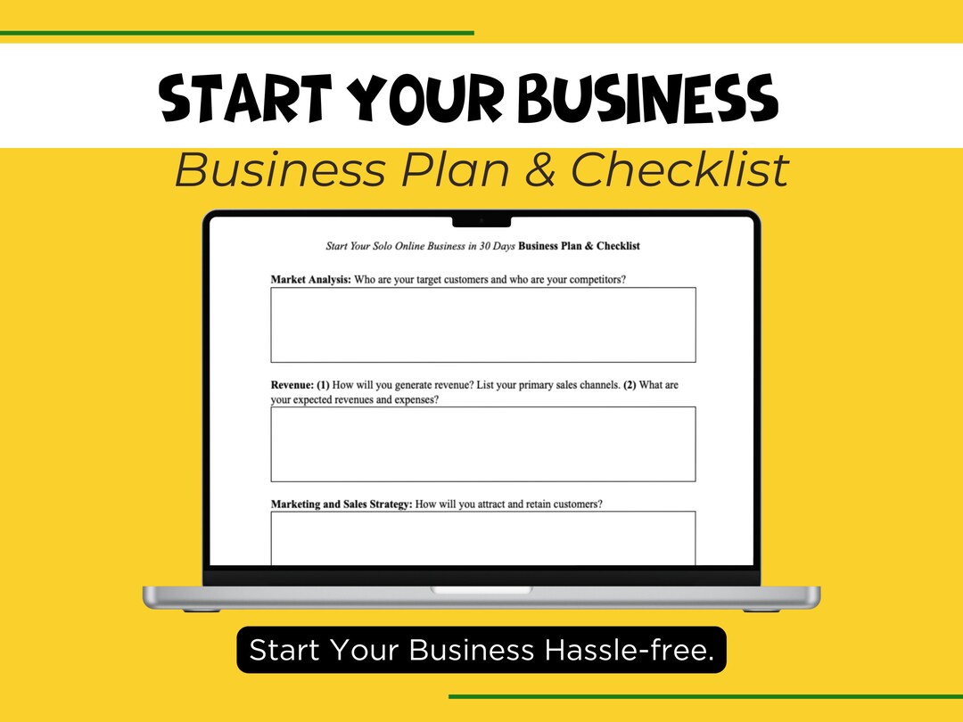 Business Start up Checklist & Lean Business Plan Template, Editable ...
