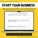 Business Start up Checklist & Lean Business Plan Template, Editable ...