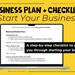 Business Start up Checklist & Lean Business Plan Template, Editable ...