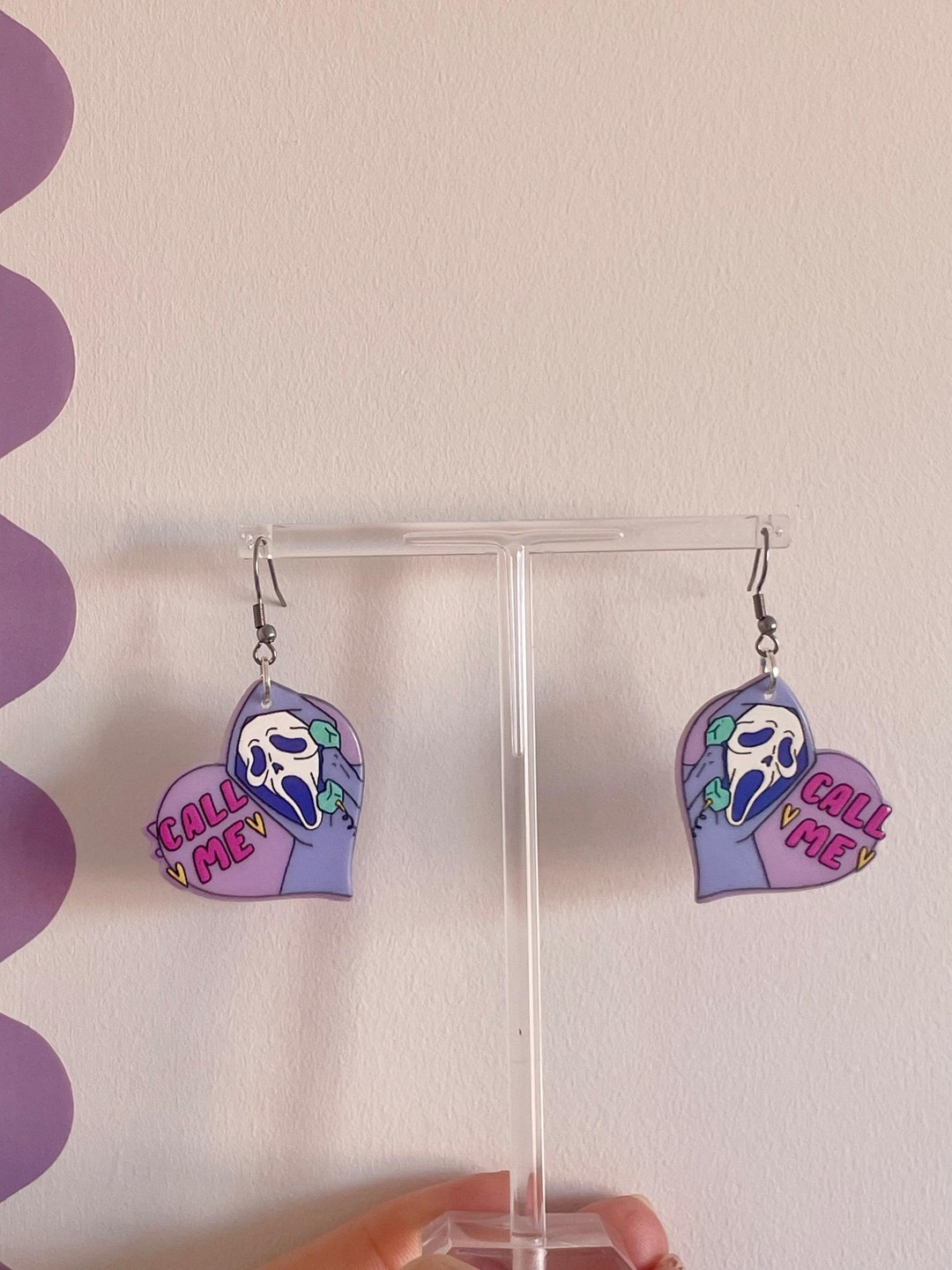 Heart Shaped Scream Ghostface Earrings Big Statement Halloween ...
