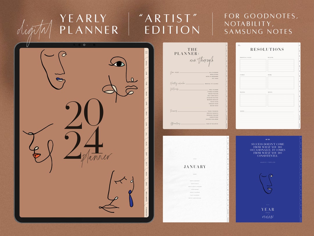 The "artist" Planner: Digital Planner 2024 | Minimalist Digital Planner ...
