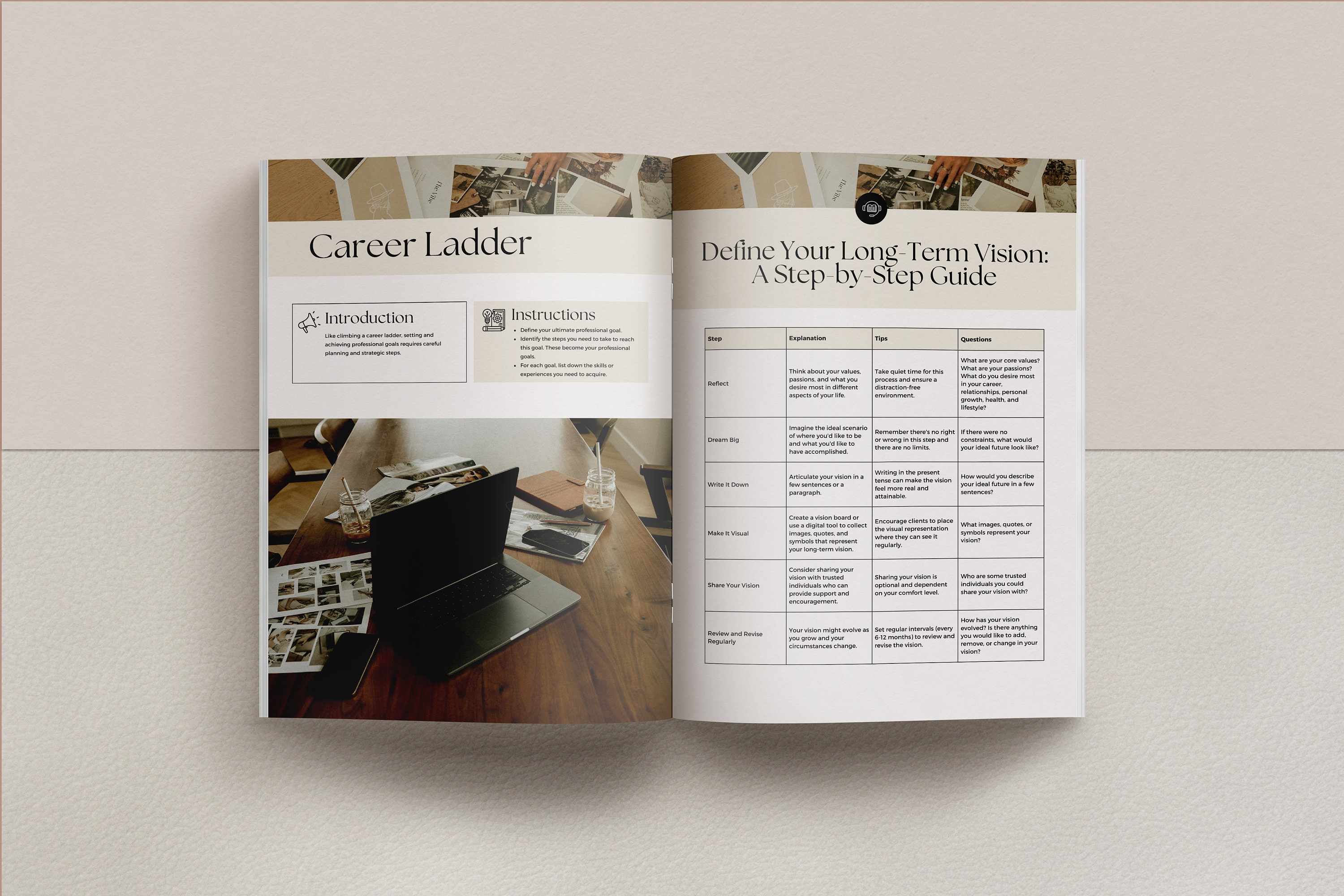 Goal Setting Planner - Vision Board & SMART Goal Worksheet, Weekly To ...