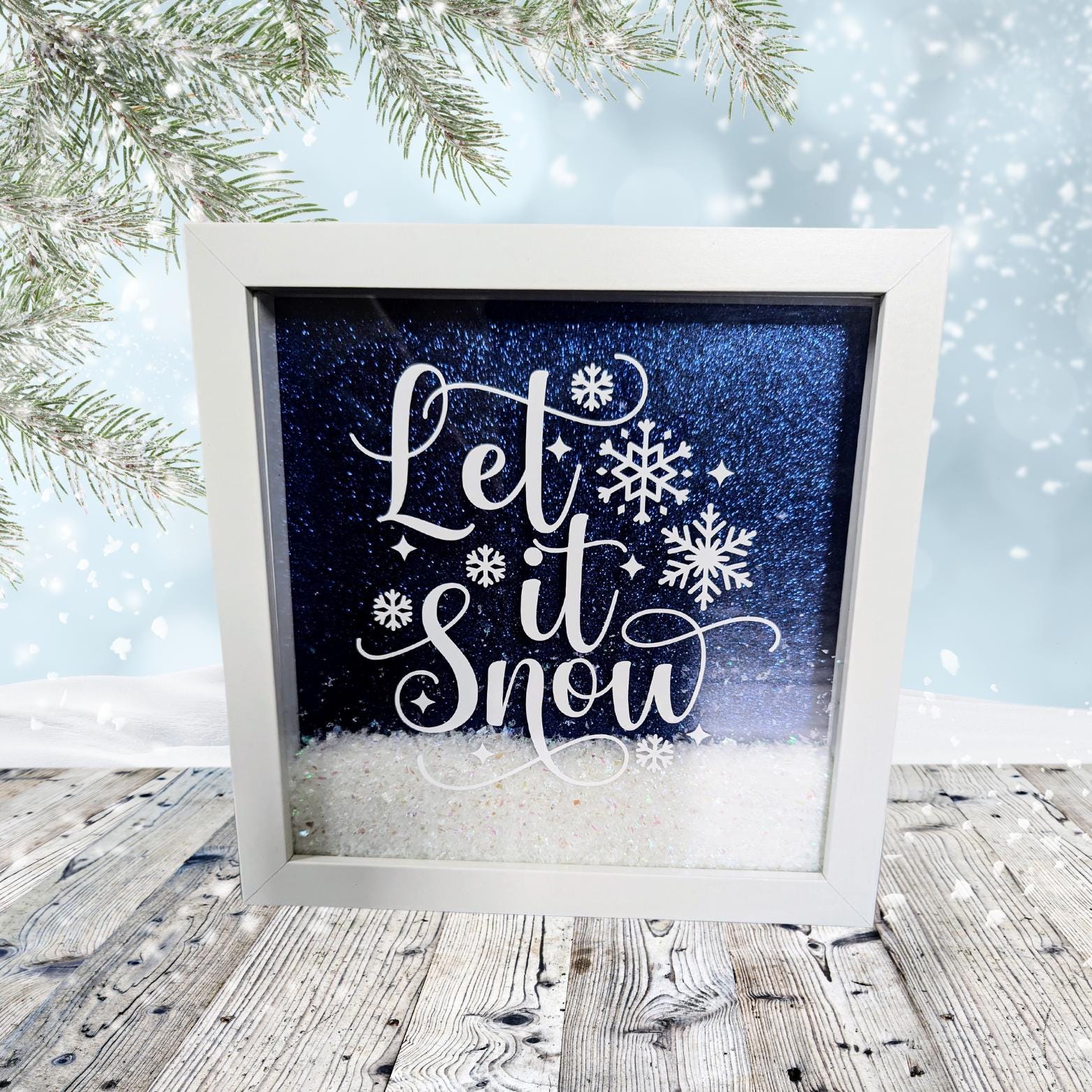 Let It Snow Holiday Shadow Box 8 X 8 - Christmas Shadow Box - Holiday ...