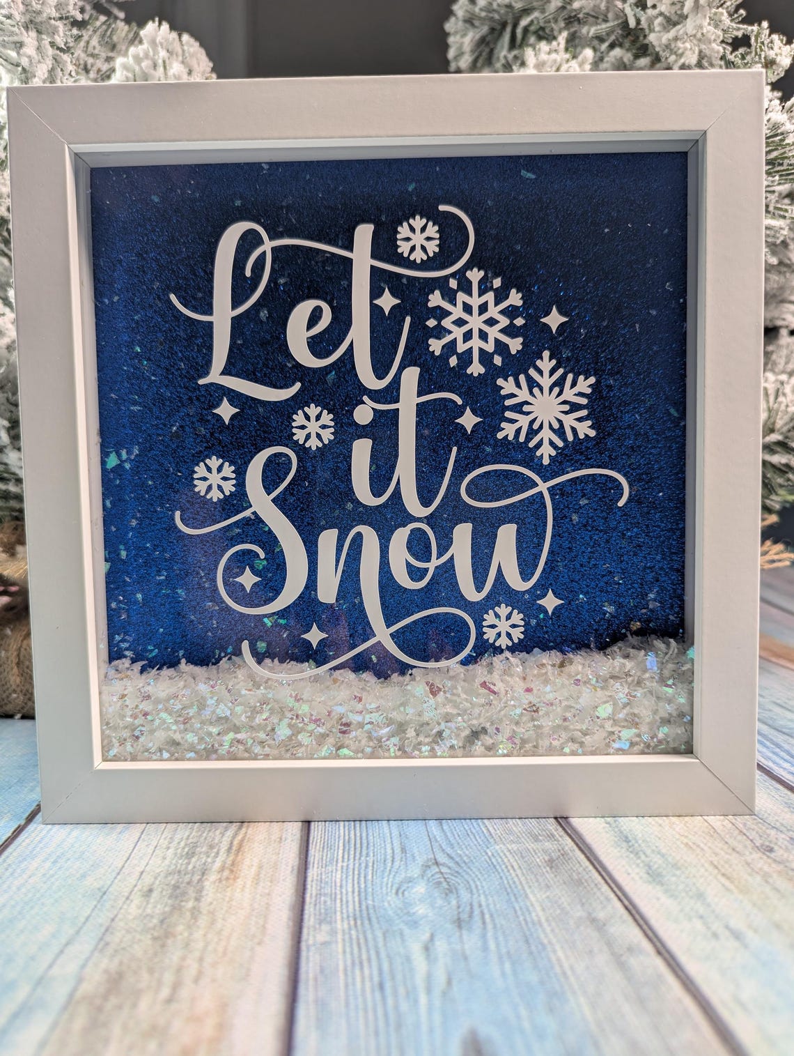 Let It Snow Shadow Box – Christmas Holiday Decor (8x8) - Etsy