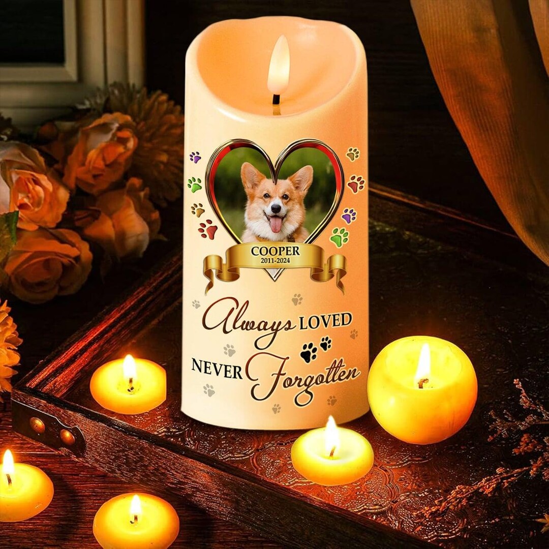 Custom Pet Photo Led Candle Pet Memorial Always Loved Never Forgotten ...