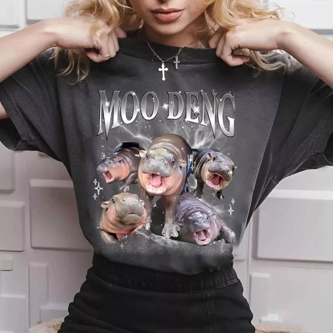 Moo Deng Tshirt, Moo Deng Merch, Moo Deng Gift, Baby Hippo Tee, Zoo ...