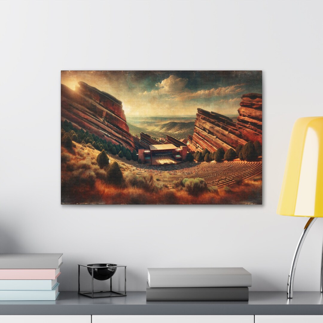 Vintage Red Rocks Amphitheatre Canvas Art Original Oil Painting ...