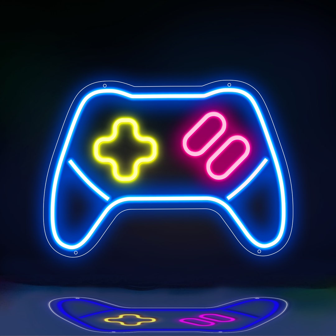 Gamepad LED Neon Lights Signs, Wall Decor Gaming Controller Hanging ...