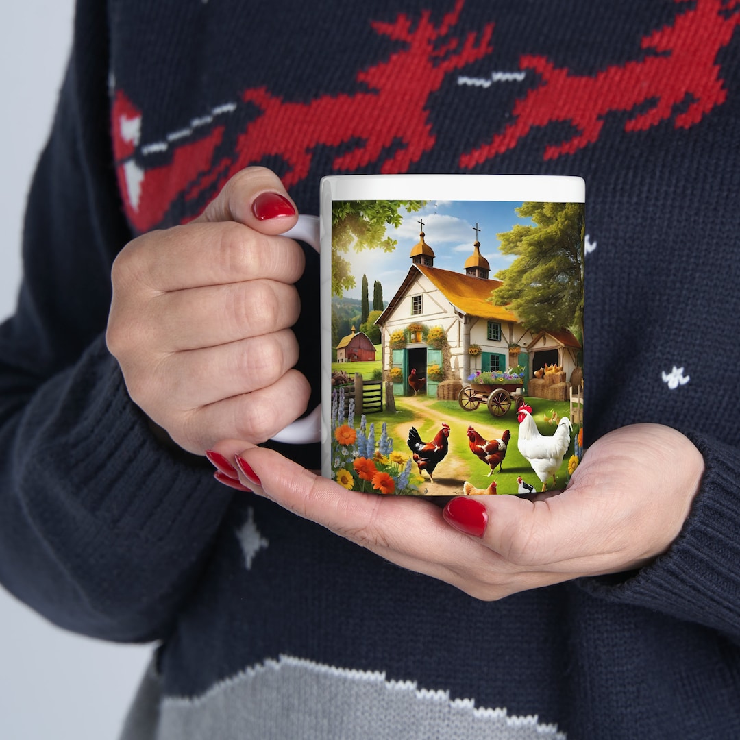 Farm Life Mug, Cute Farmhouse Botanical Perfect Size for Morning Coffee ...