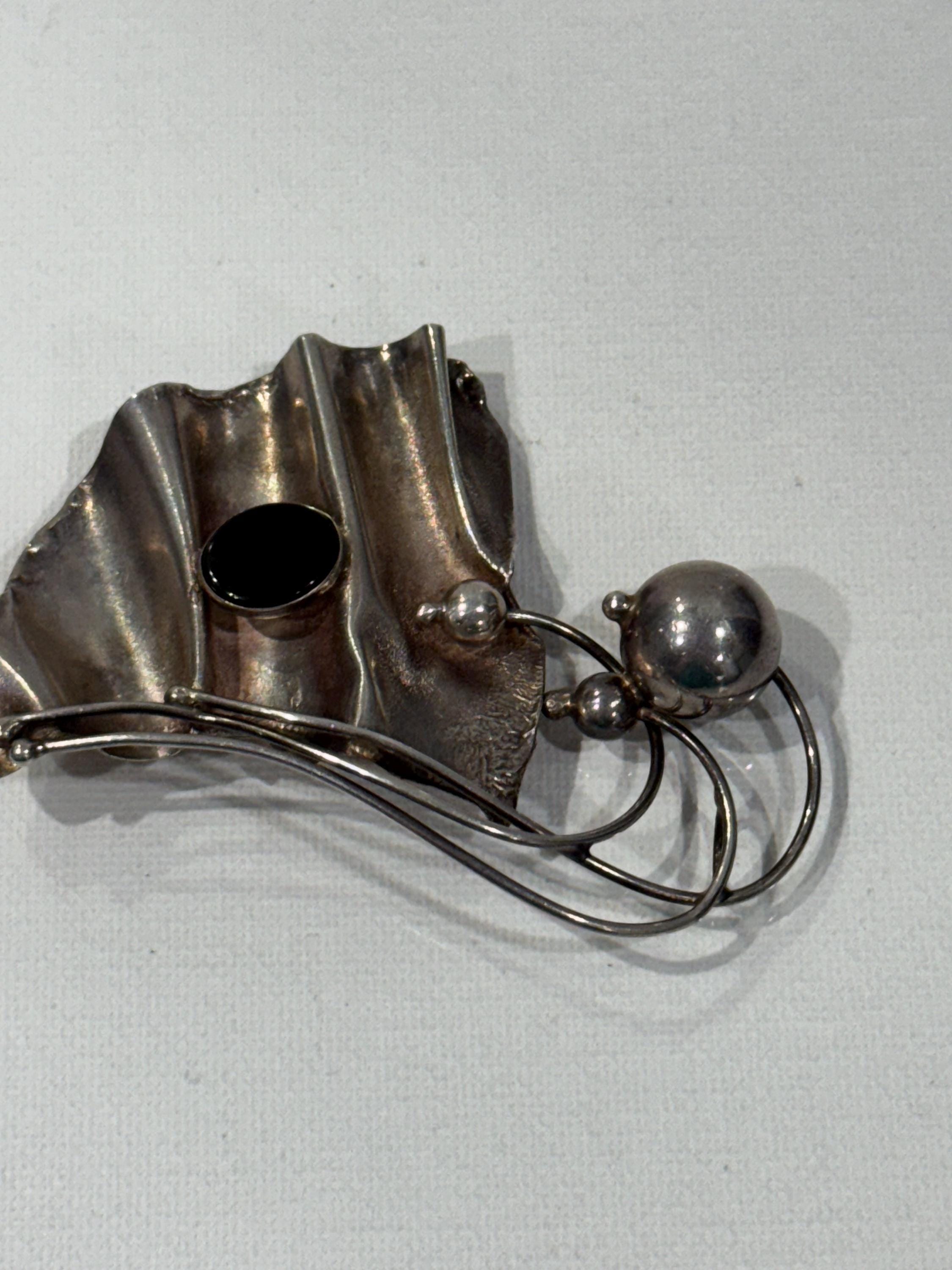 Vintage Modernist Avi Soffer 925 Silver and Onyx Brooch. - Etsy
