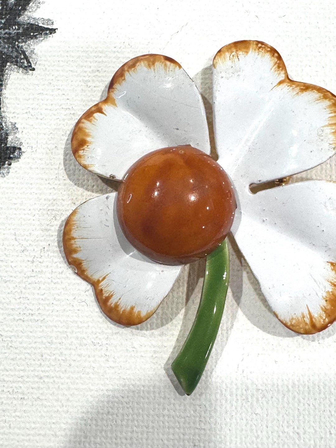 Vintage Original by Robert White Enamel Daisy Brooch 1960. White ...