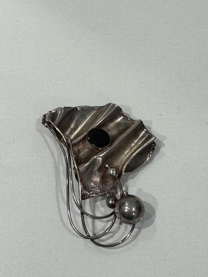 Vintage Modernist Avi Soffer 925 Silver and Onyx Brooch. - Etsy