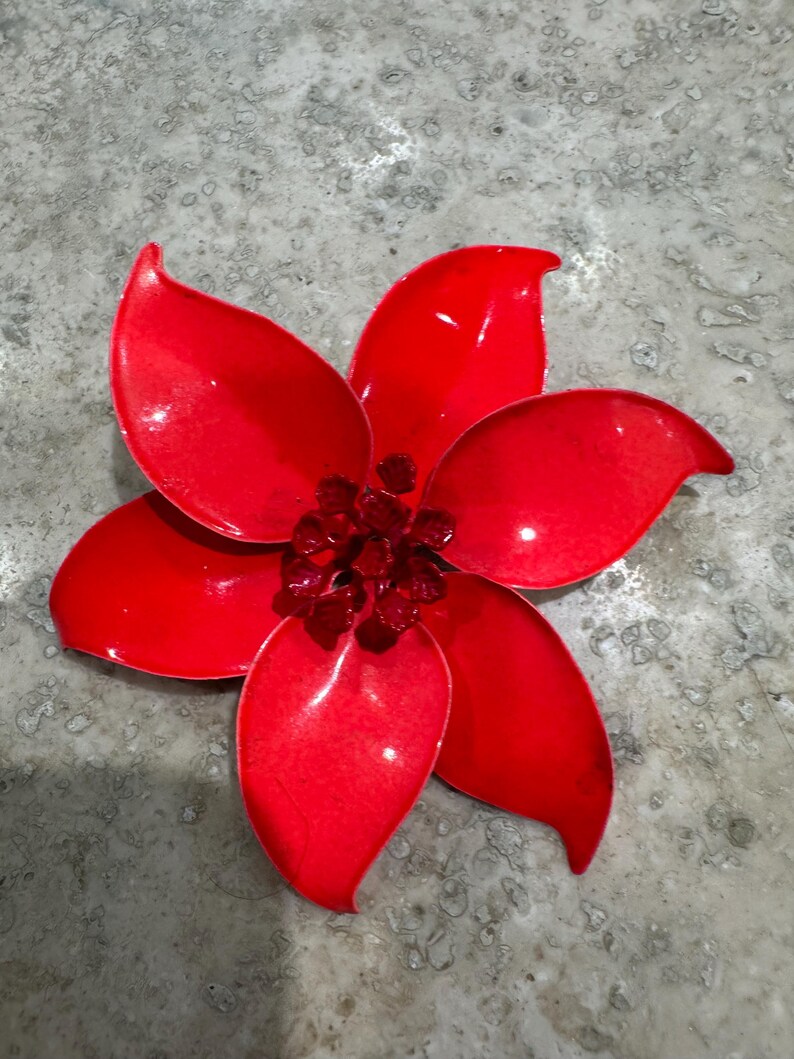 Vintage Flower Power Brooch in Neon Red ! 1960 - Etsy