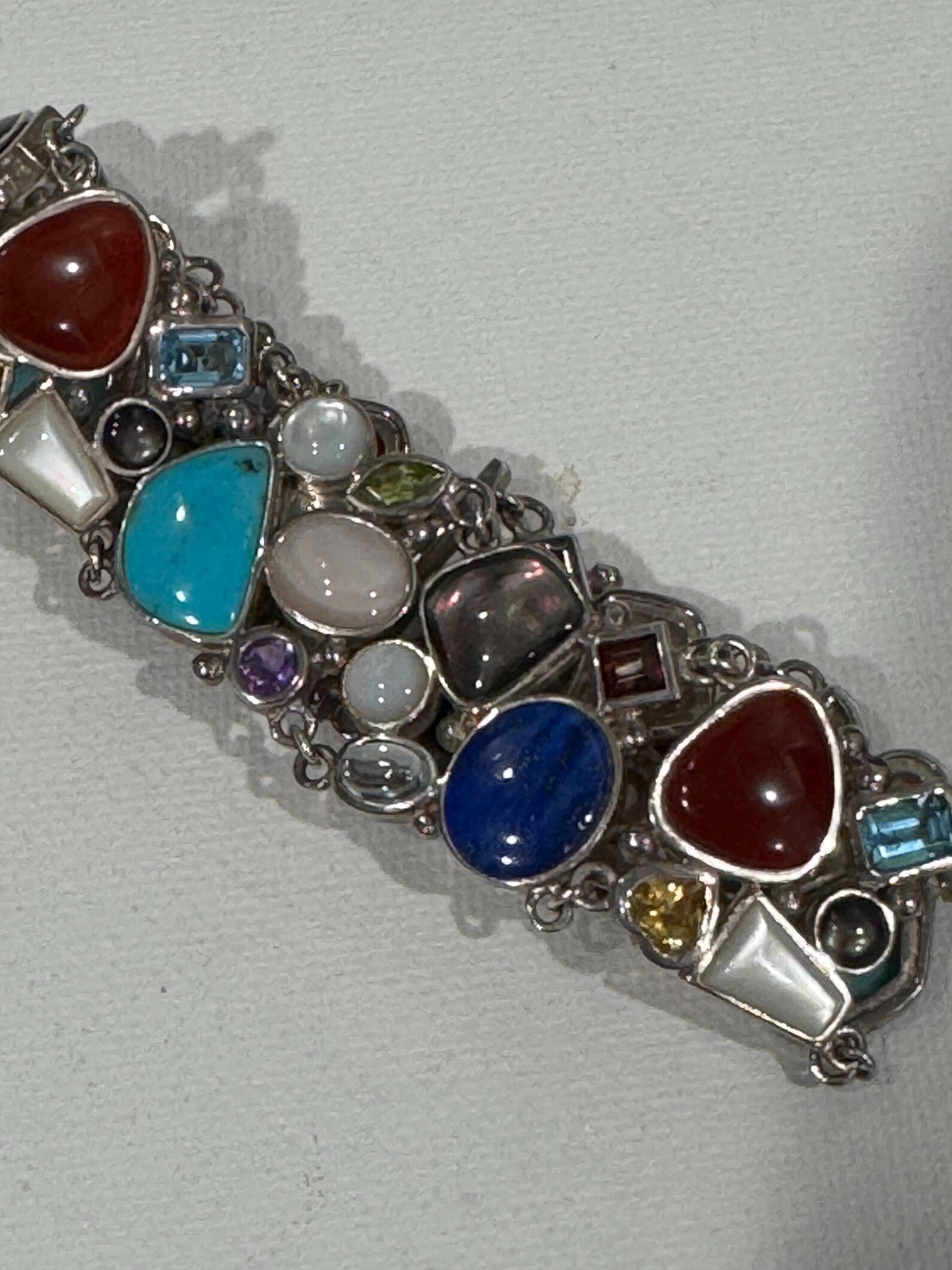 Sterling Multi Semi Precious Stone Bracelet. - Etsy