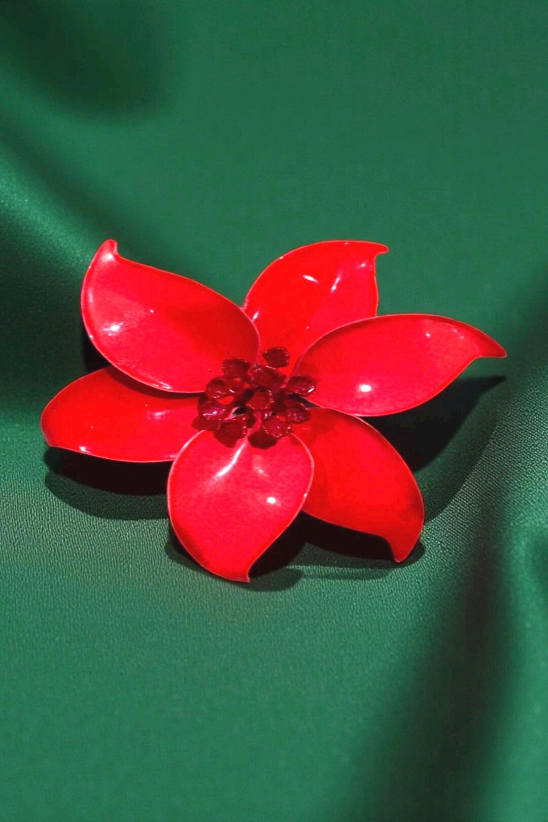 Vintage Flower Power Brooch in Neon Red ! 1960 - Etsy