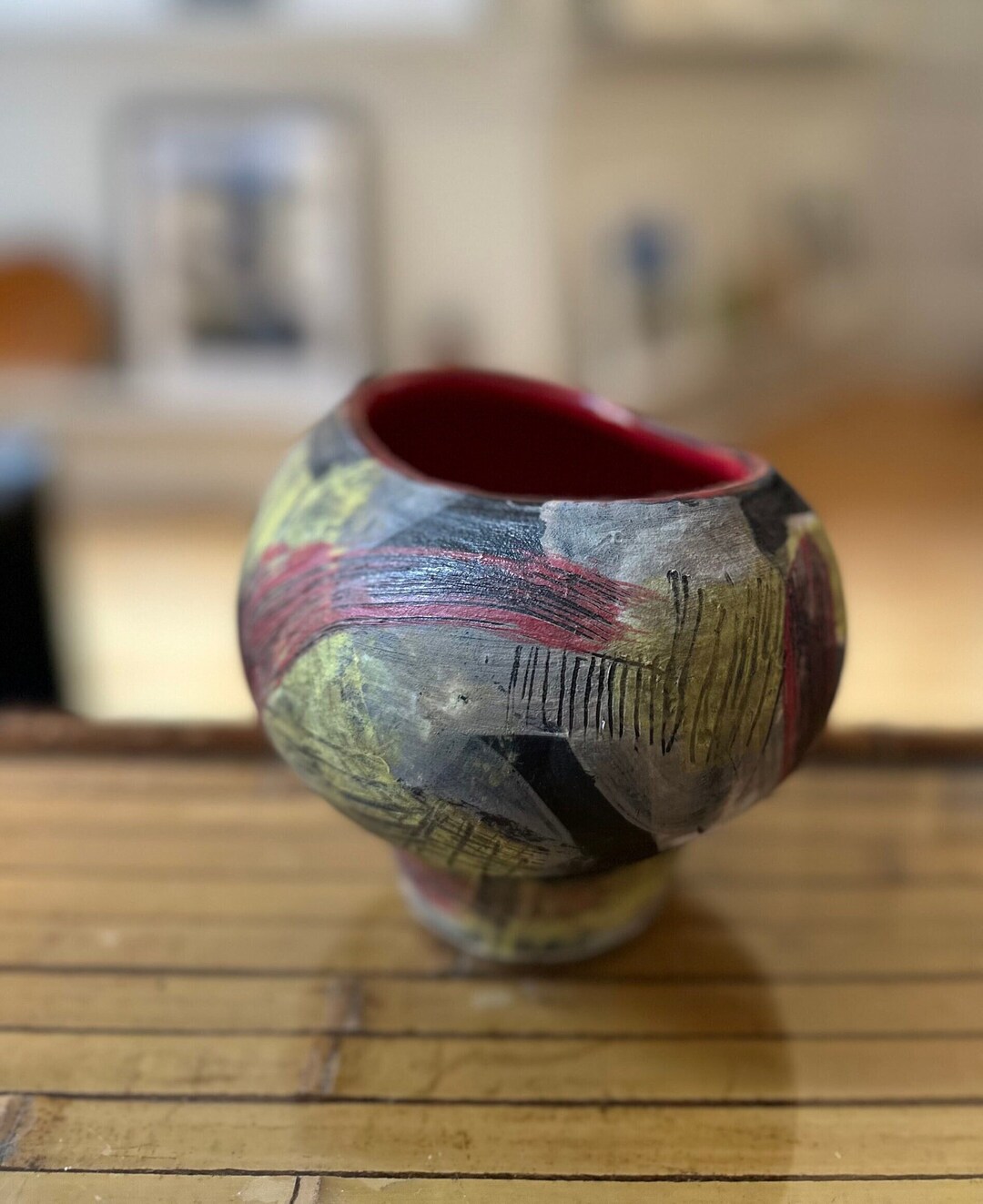 MCM Painted and Glazed Vase - Etsy