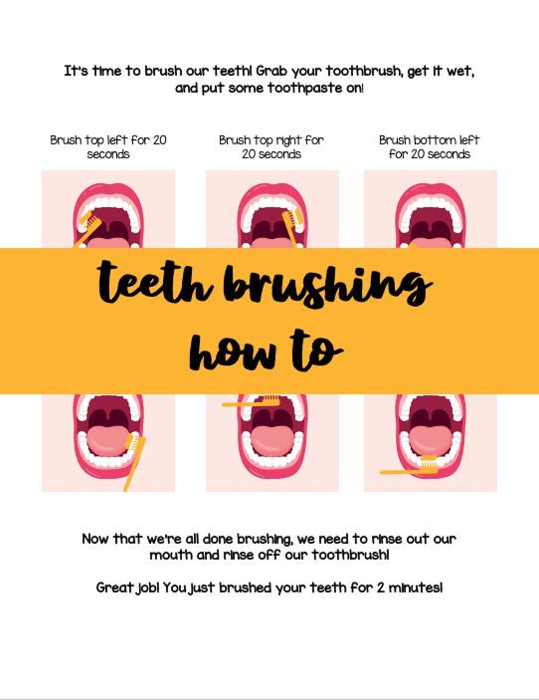 Teeth Brushing Visuals - Etsy