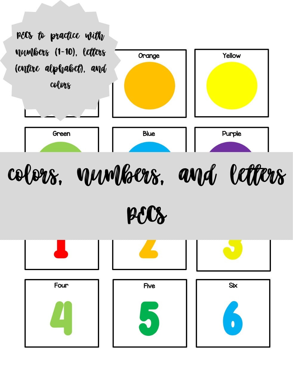 Letters, Numbers, and Colors PECS Visual - Etsy