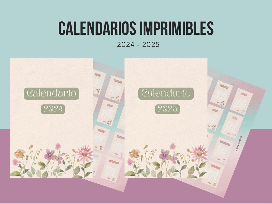 Printable Vintage Flowers Calendar. Years 2024 - 2025. - Etsy