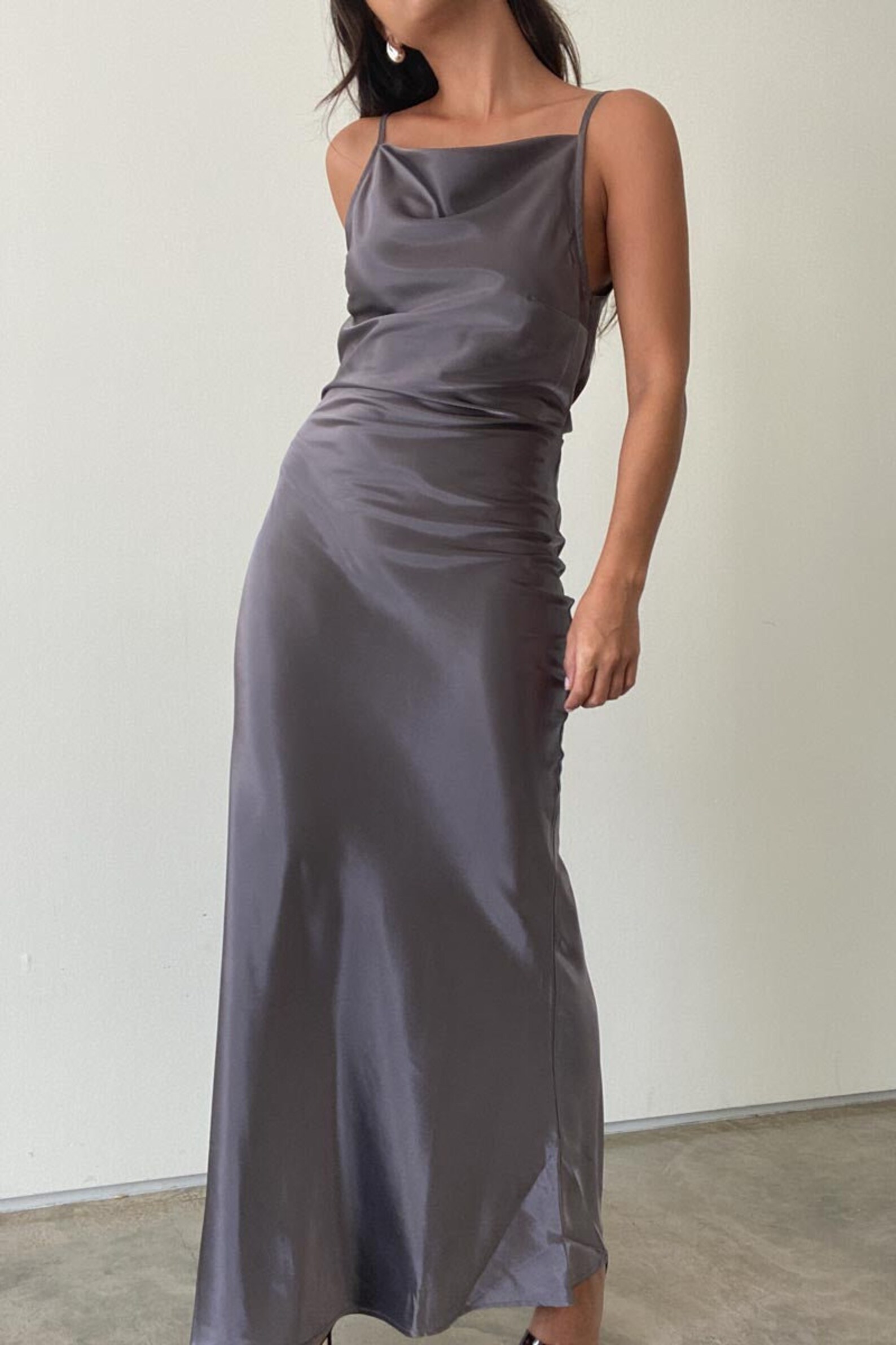 Satin Low Cowl Back Maxi Dress - Etsy