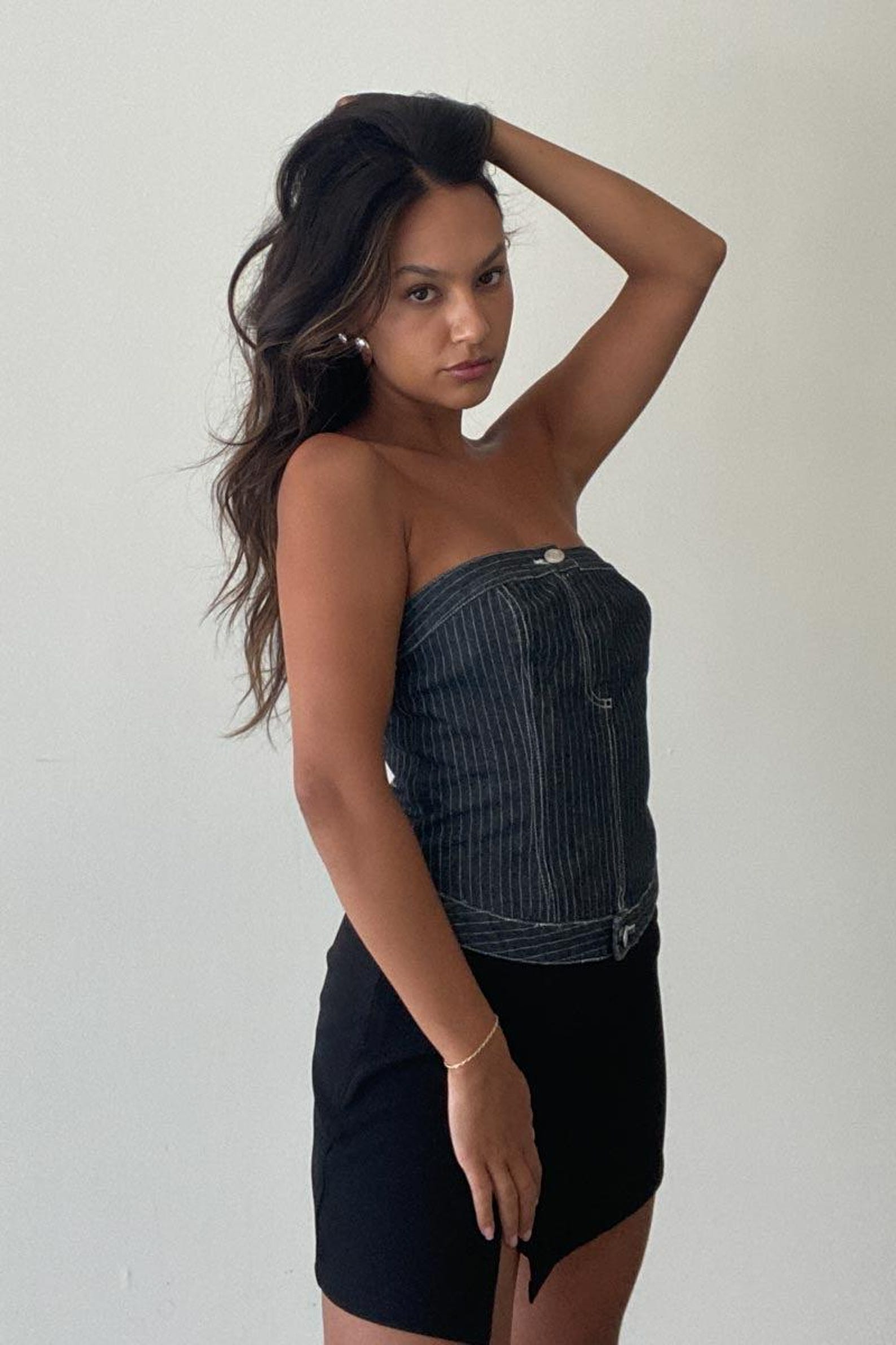 Striped Denim Tube Top - Etsy