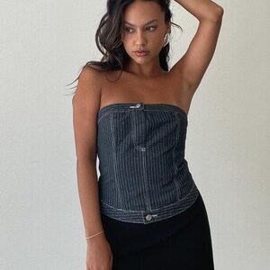 Striped Denim Tube Top - Etsy