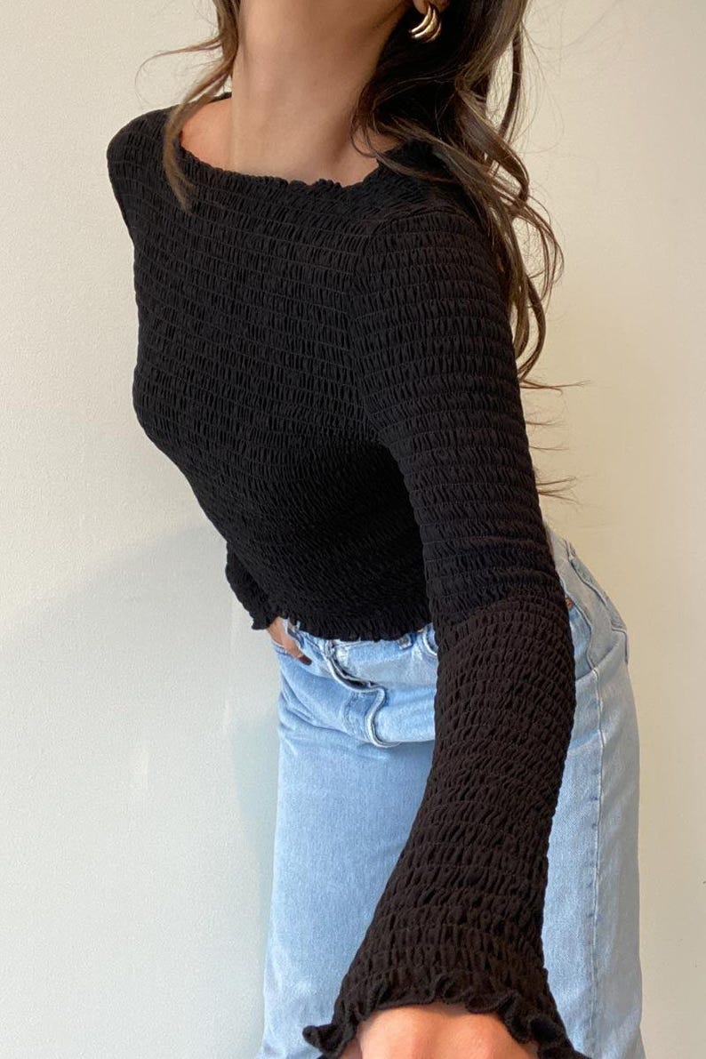 Sheer Smocked Fitted Top - Etsy