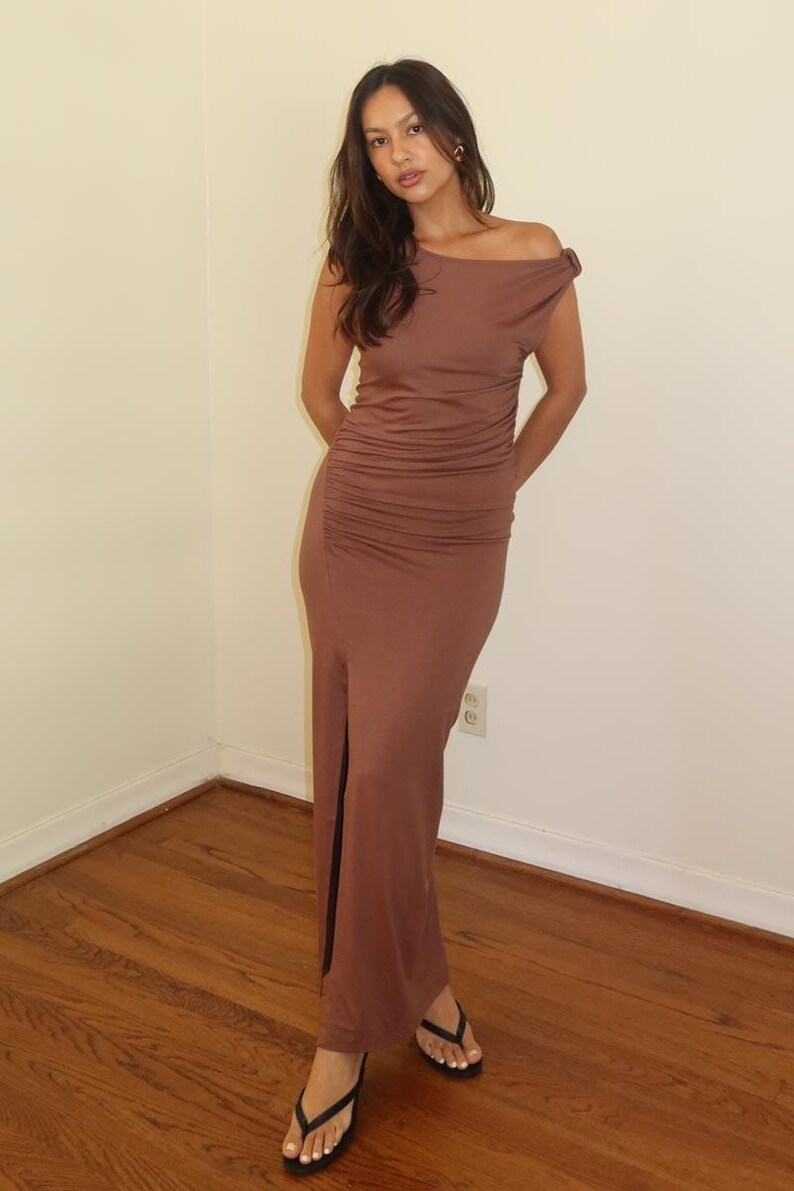 Sleeveless Side Slit Ruched Dress - Etsy