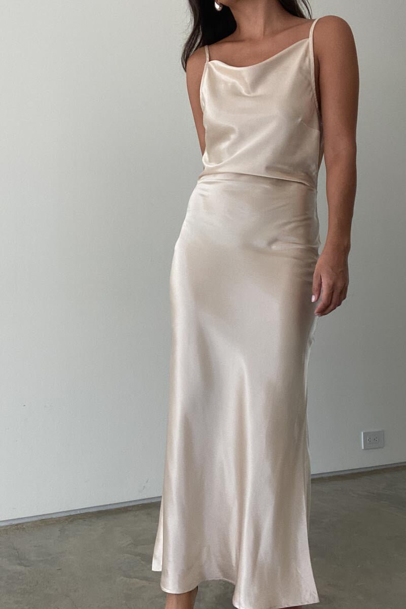 Satin Low Cowl Back Maxi Dress - Etsy