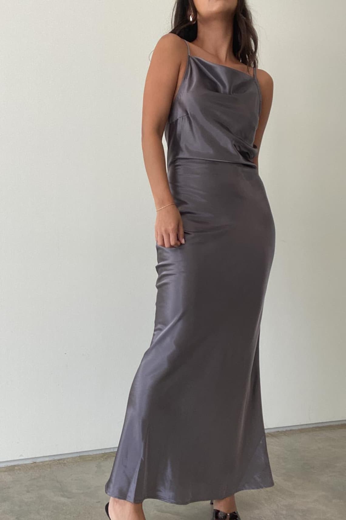 Satin Low Cowl Back Maxi Dress - Etsy
