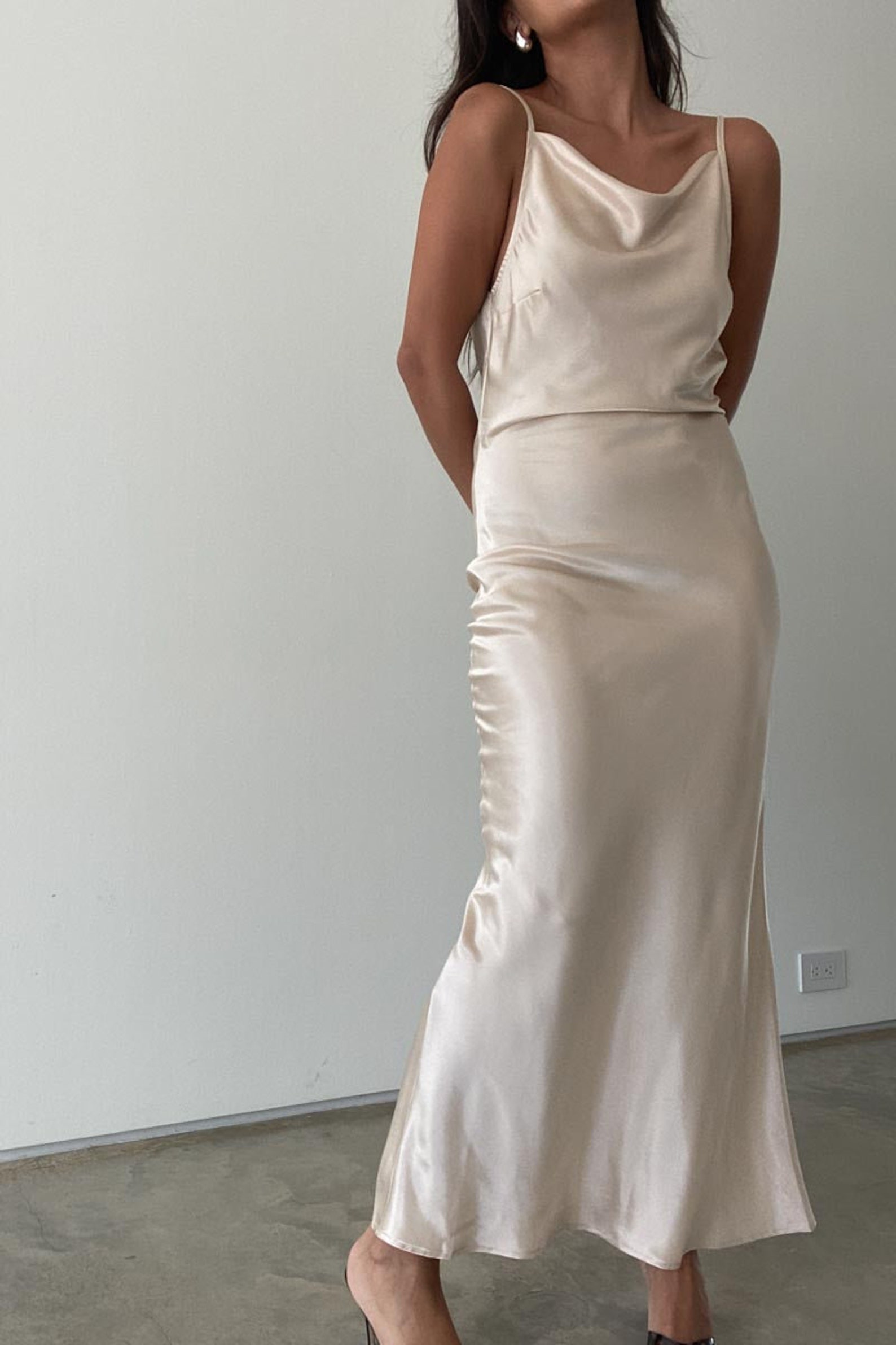 Satin Low Cowl Back Maxi Dress - Etsy