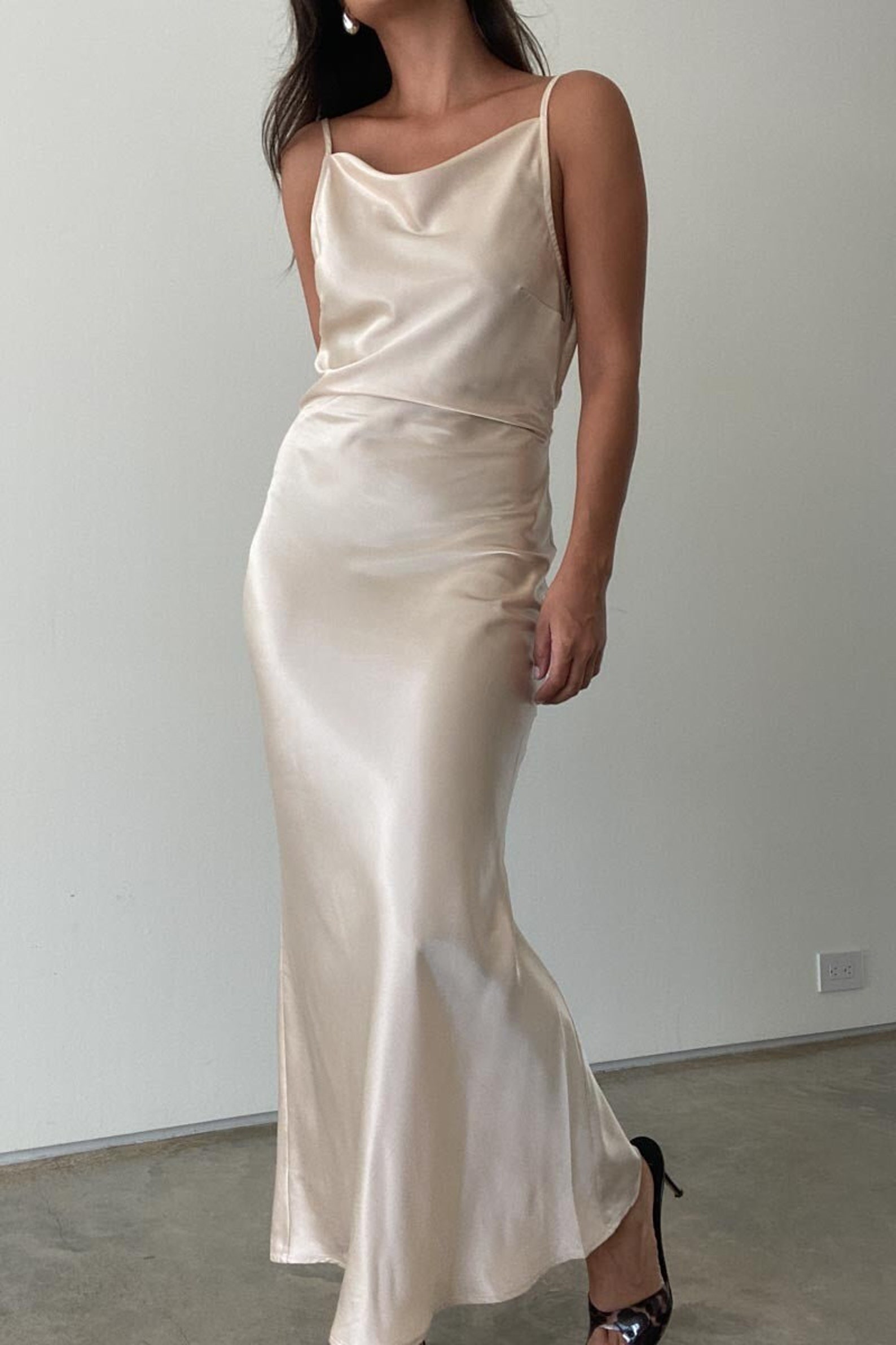 Satin Low Cowl Back Maxi Dress - Etsy
