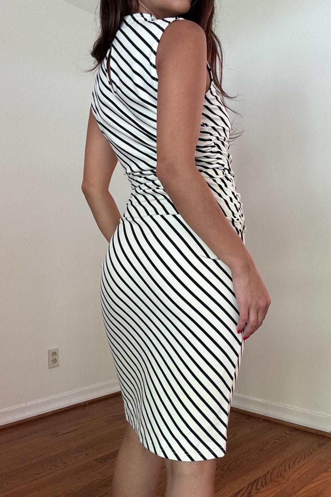 Side Gathered Midi Bodycon Dress - Etsy