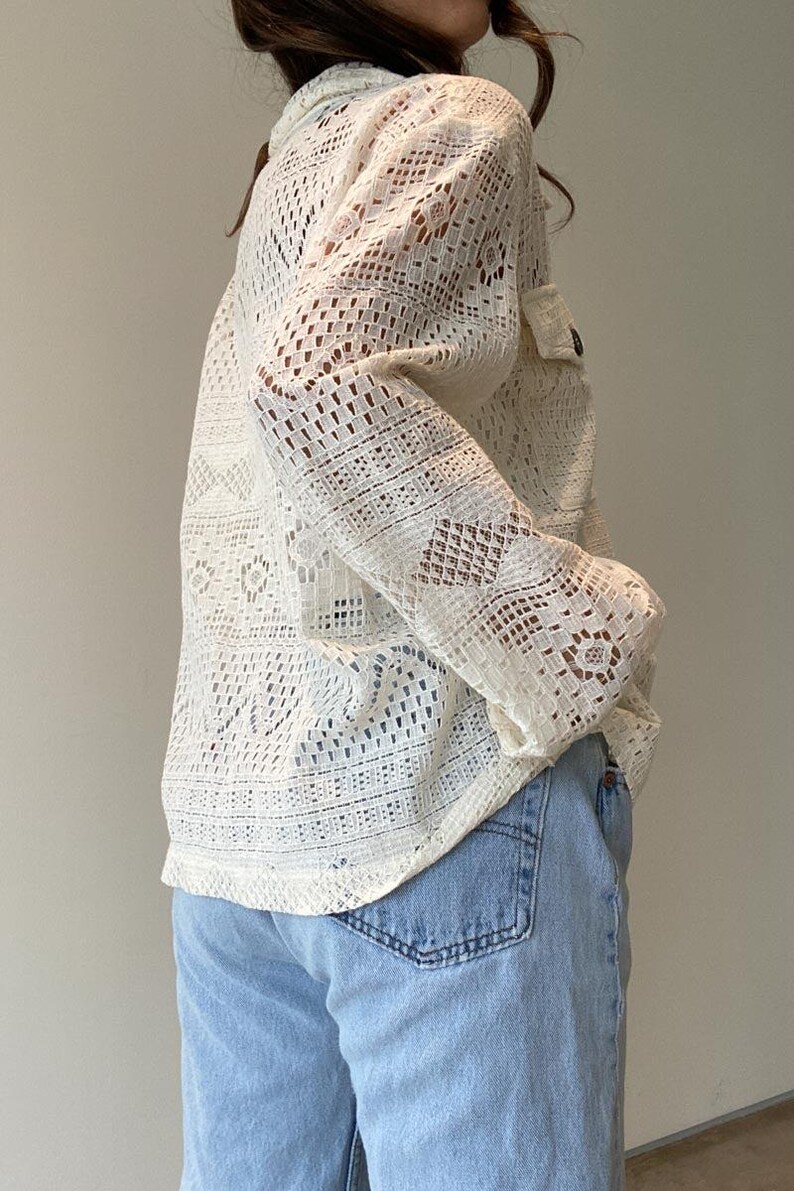 Lace Button Front Shirt - Etsy
