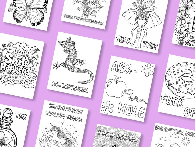12 Adult Swear Word Coloring Pages | Stress Relieving Profanity ...