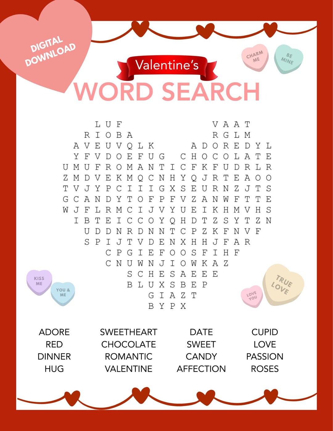 Valentine's Day Word Search | Valentine's Day Kid's Game | Classroom ...