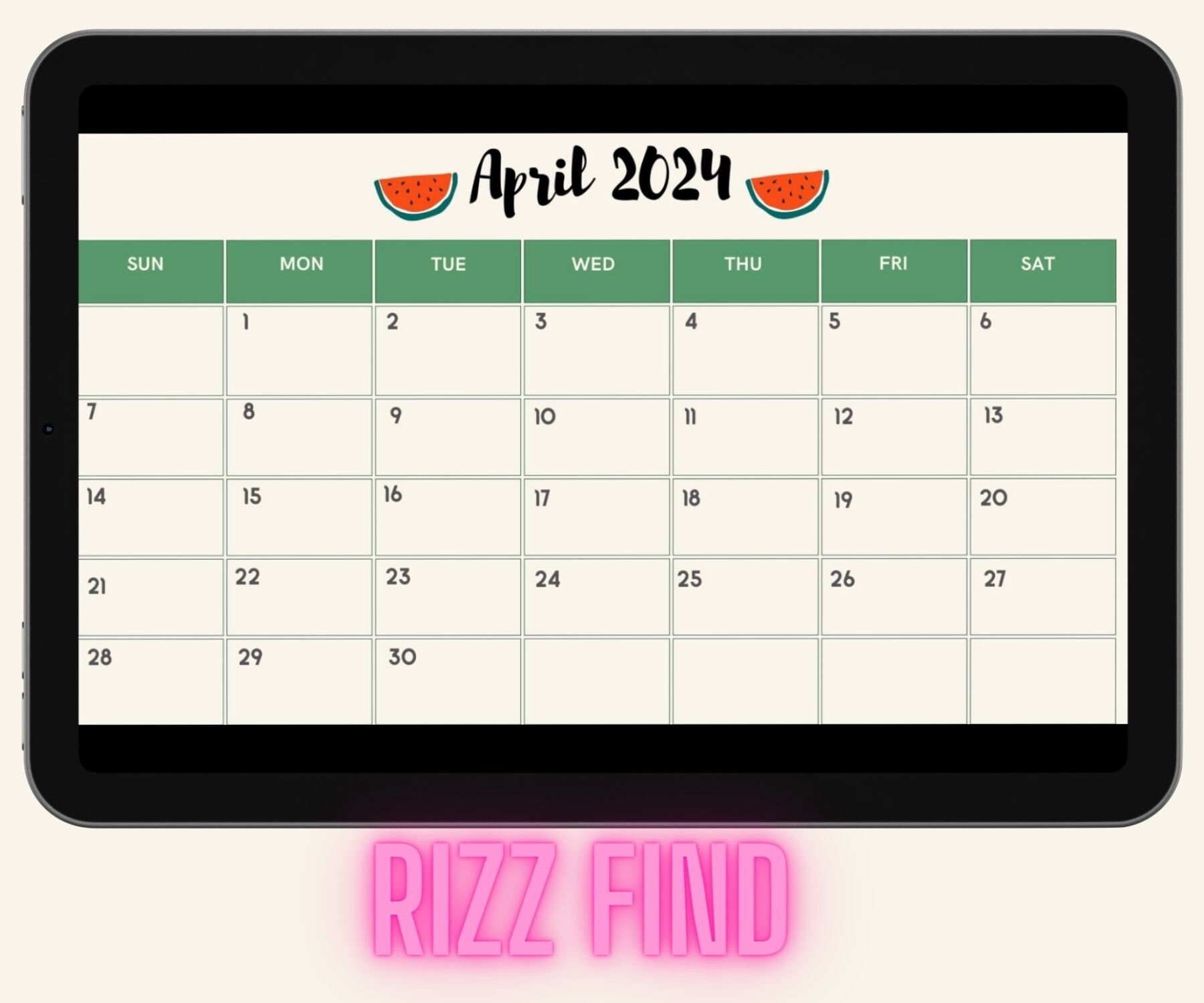 April 2024 Calendar PDF and PNG Template, Sunday and Monday Start ...
