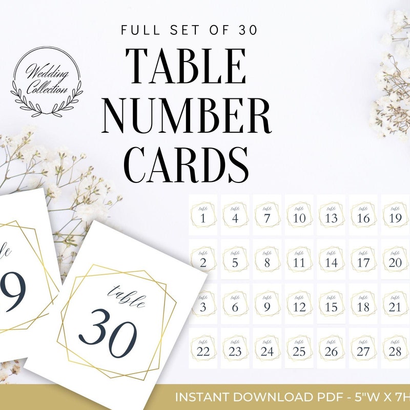 5x7 Table Numbers - Etsy