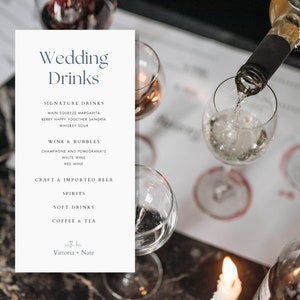 Wedding Bar and Drinks Menu Card 4x8 Fully Editable and Printable ...