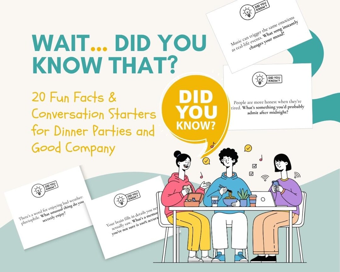 Did You Know? 20 Conversation Starter Cards | Fun Facts and Questions ...
