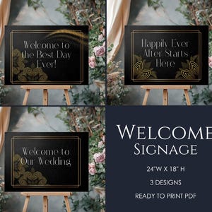 Glamorous Black & Gold Wedding Signage Bundle, Ready-to-print PDF ...