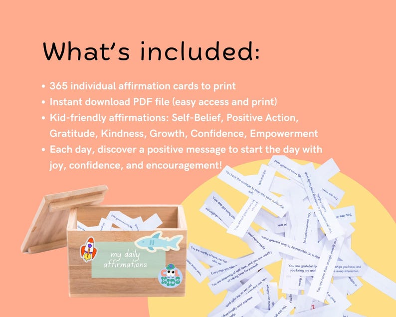 365 Daily Affirmations for Kids | Printable Positive Affirmation Cards ...